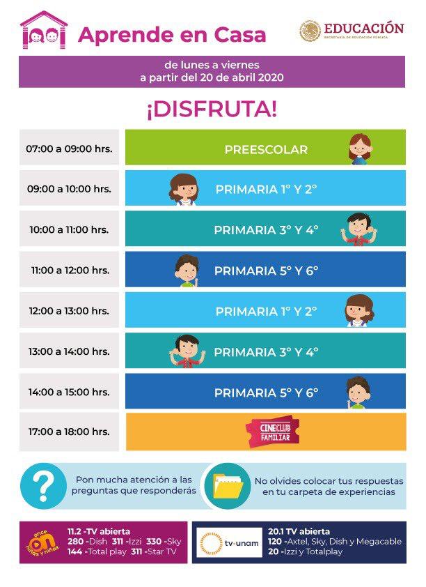 Difunde SEP horarios del programa Aprende en Casa - Prensa Animal Difunde SEP horarios del programa Aprende en Casa - Prensa Animal