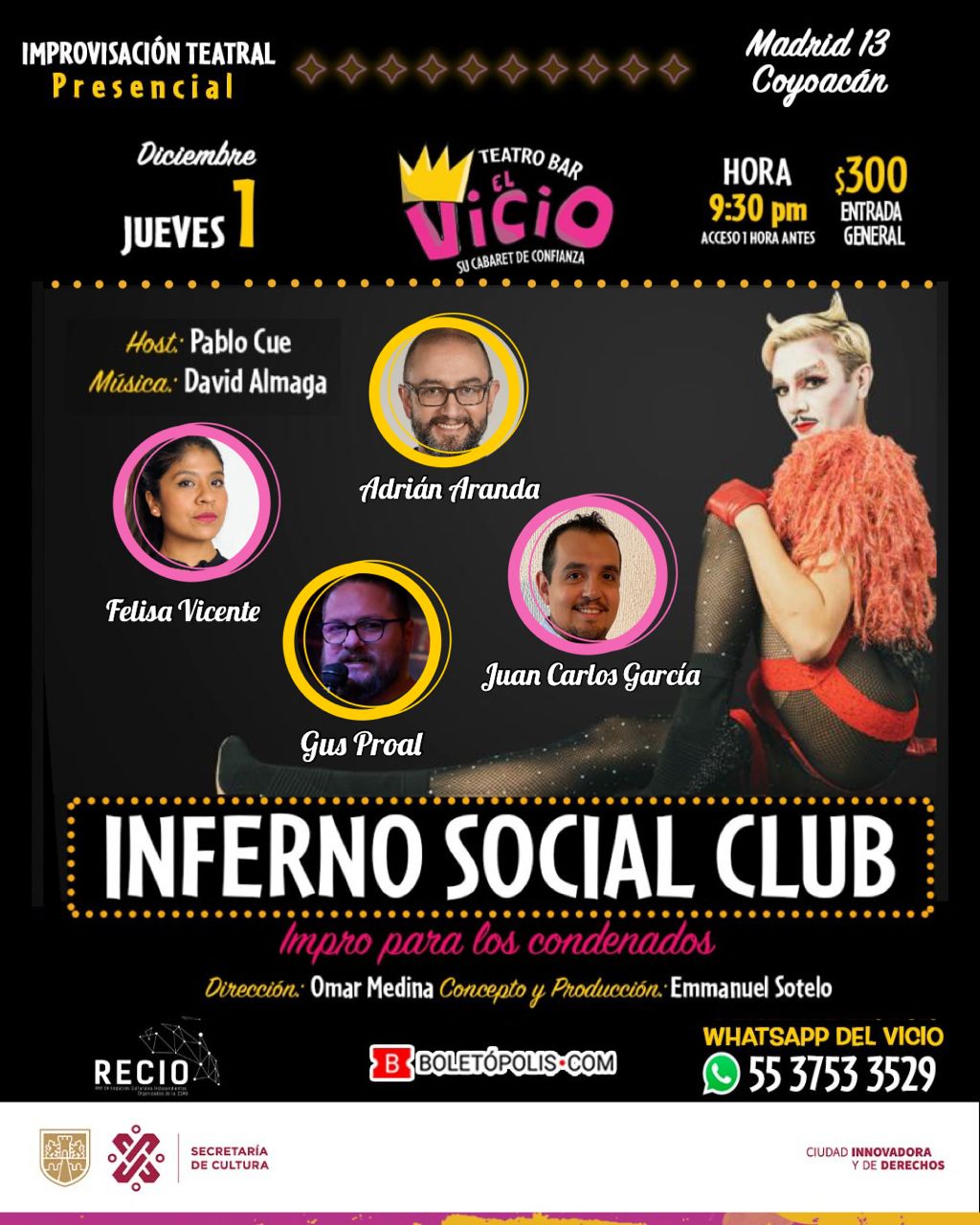 Planea tu agenda: Cartelera El Vicio Teatro Bar - Prensa Animal