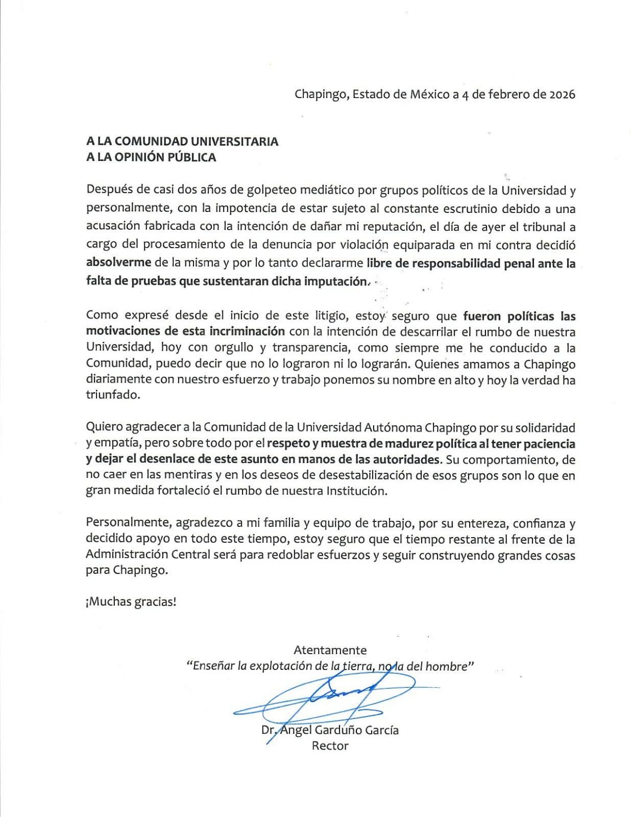 Ante falta de pruebas absuelven a Rector de la UACh - Prensa Animal